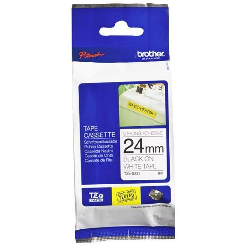 TZES251 - Brother TZe-S251 24mm x 8m Extra Strength Black on White Tap