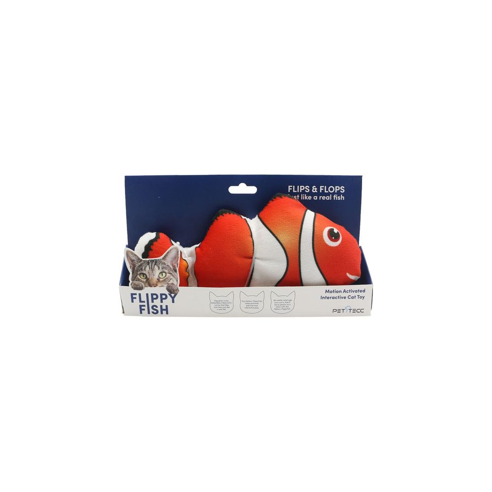 Flipside Cat Toy - Fish Shape - Orange - Clown | Tech Supply Shed