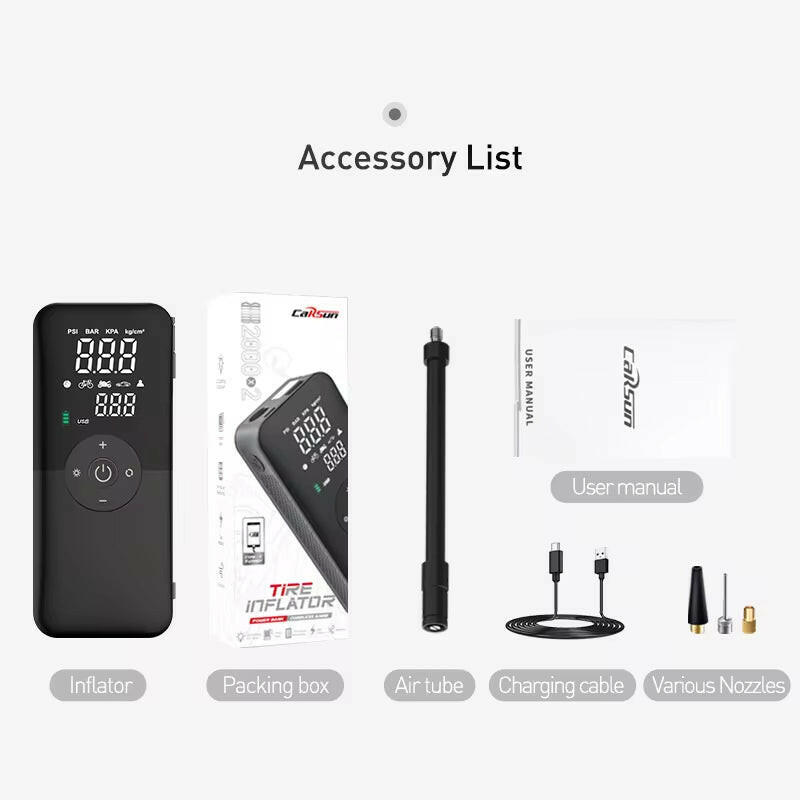 Rechargeable Air Pump Tire Inflator Portable Compressor Digital Cordle