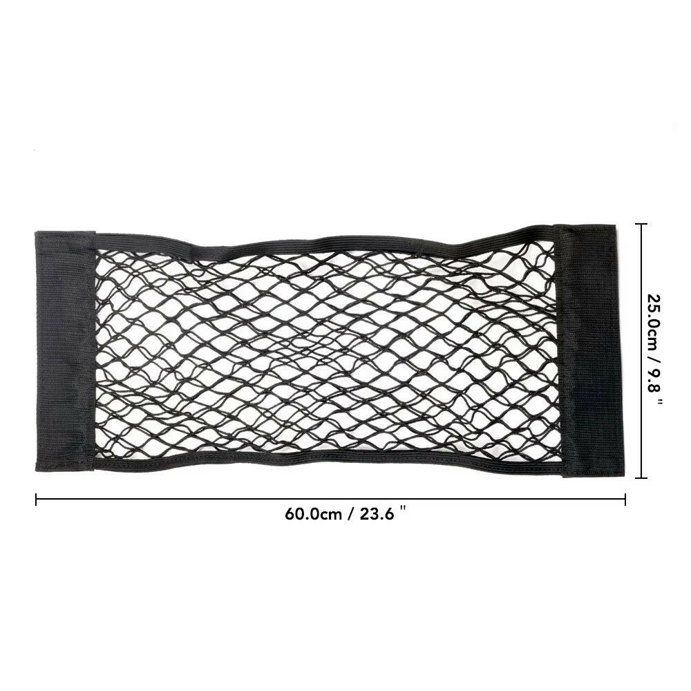 Car Back Seat Mesh Storage Organizer with Elastic String Net and Magic