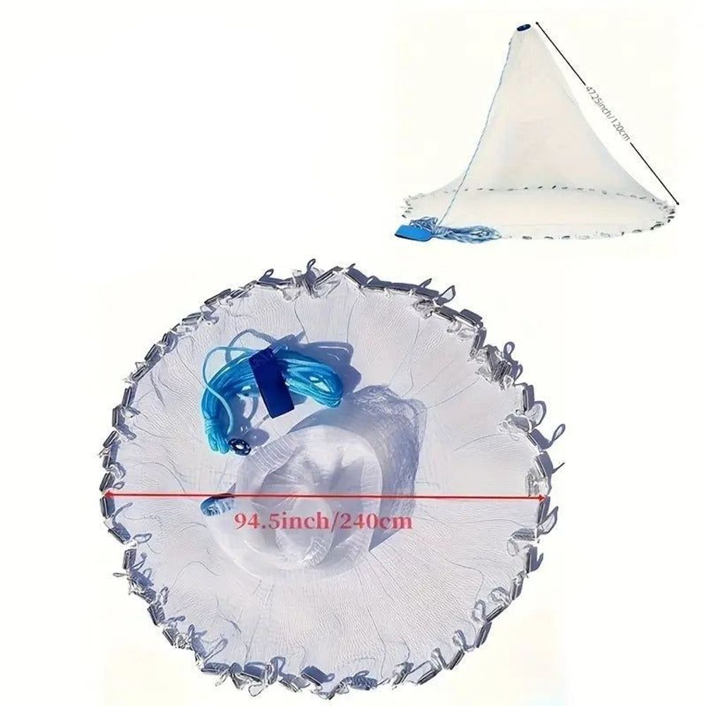 8ft (2.4m) Fishing Casting Net with Sinkers Weights | TECH SUPPLY SHED