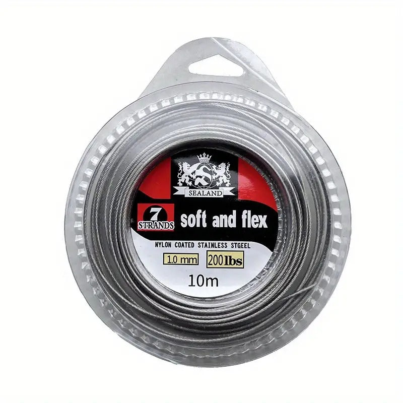 Heavy Duty 200LB Steel Wire Leader 10M - 7 Strands