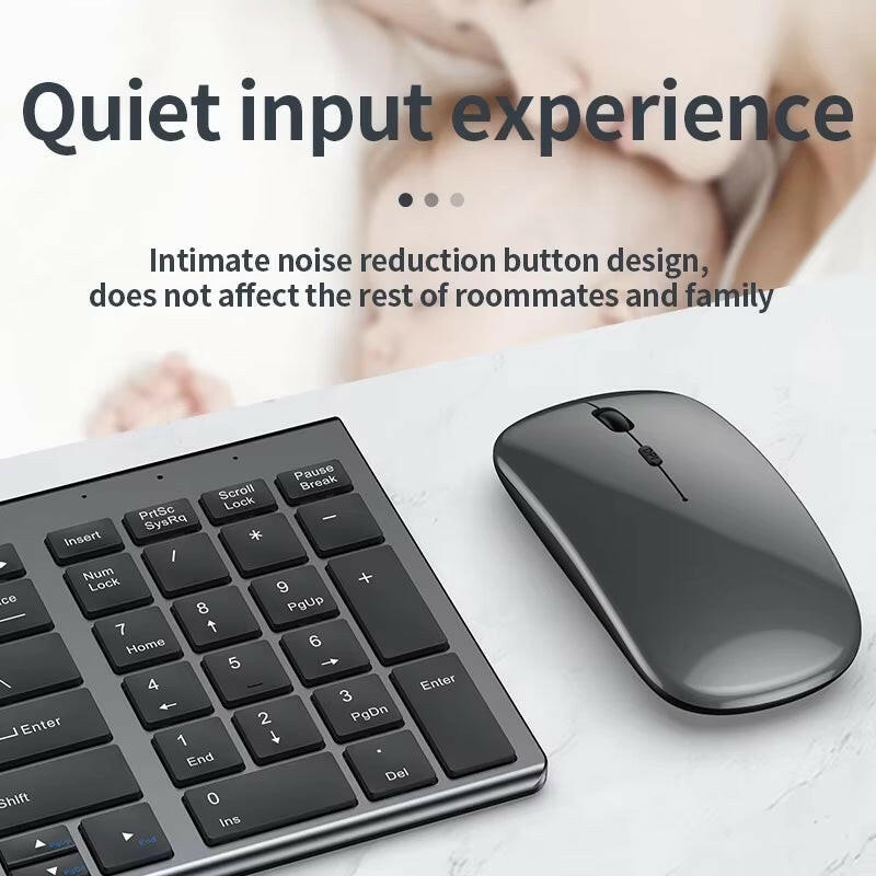 Slim Rechargeable Bluetooth Keyboard and Mouse Set for Laptop Computer