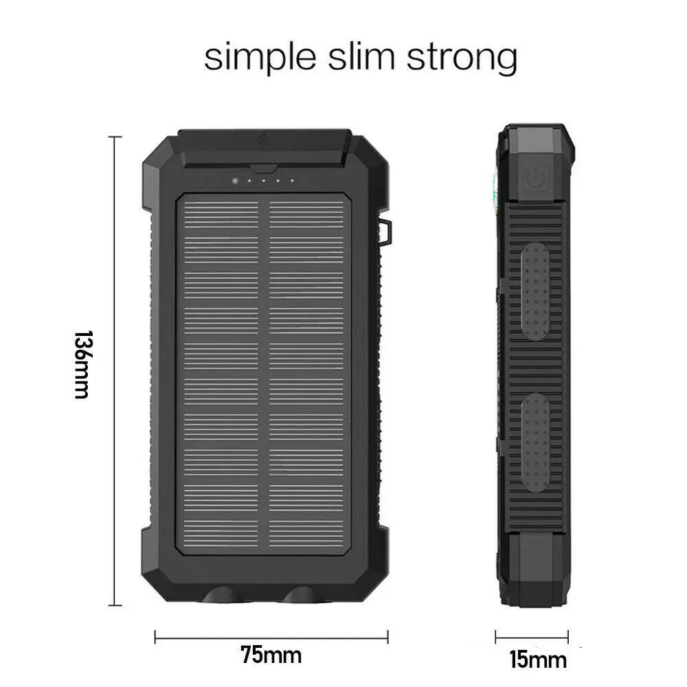 20000Mah Solar Powered Waterproof Power Bank